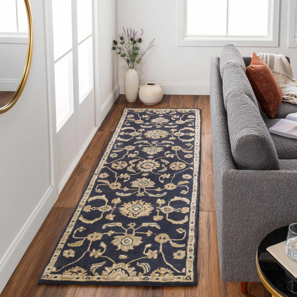 Copen Black Floral Wool Rug – Lovecup.com